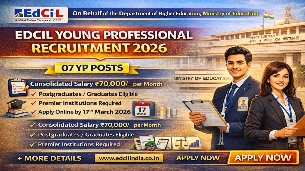 EdCIL Young Professional Recruitment 2026 – 07 YP Posts, Apply Online ...