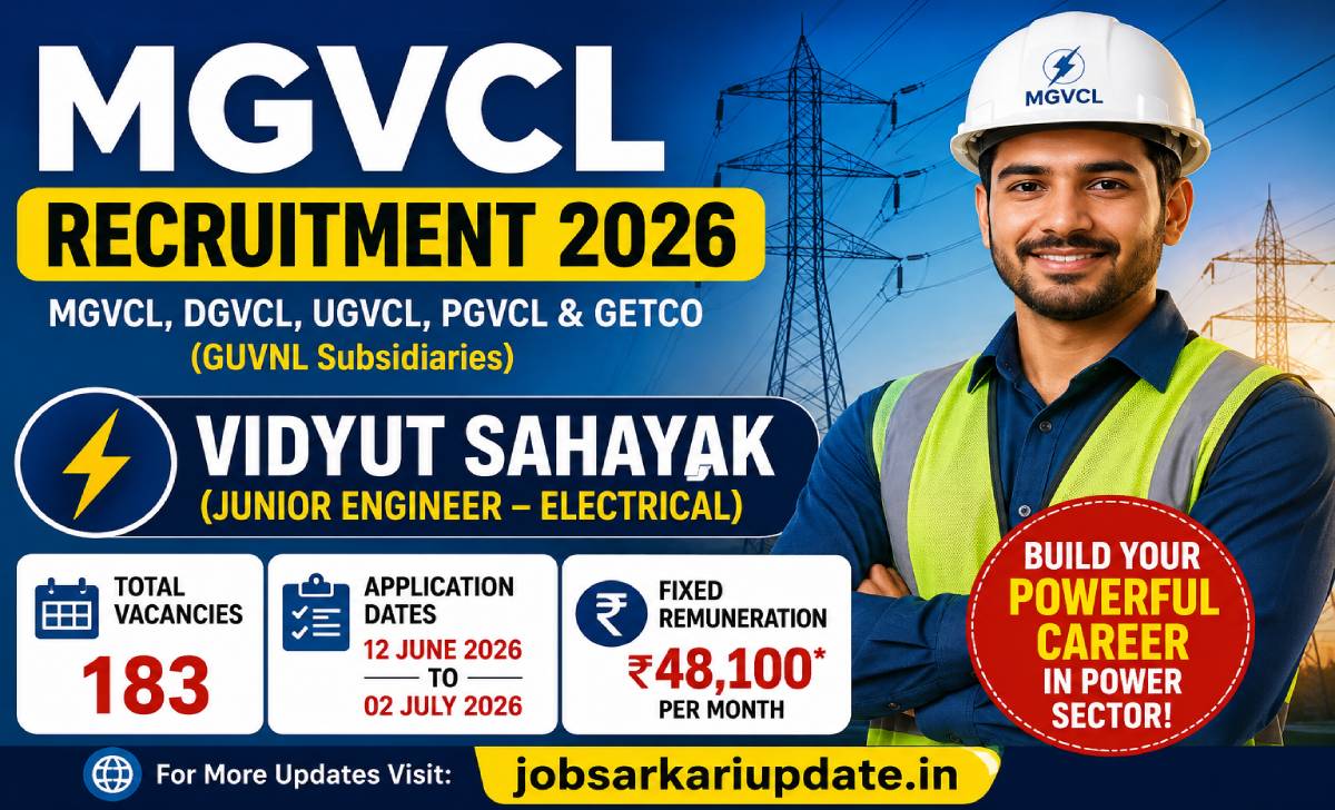 MGVCL Vidyut Sahayak JE Electrical 2026: ₹48,100 Salary | 183 Posts ...